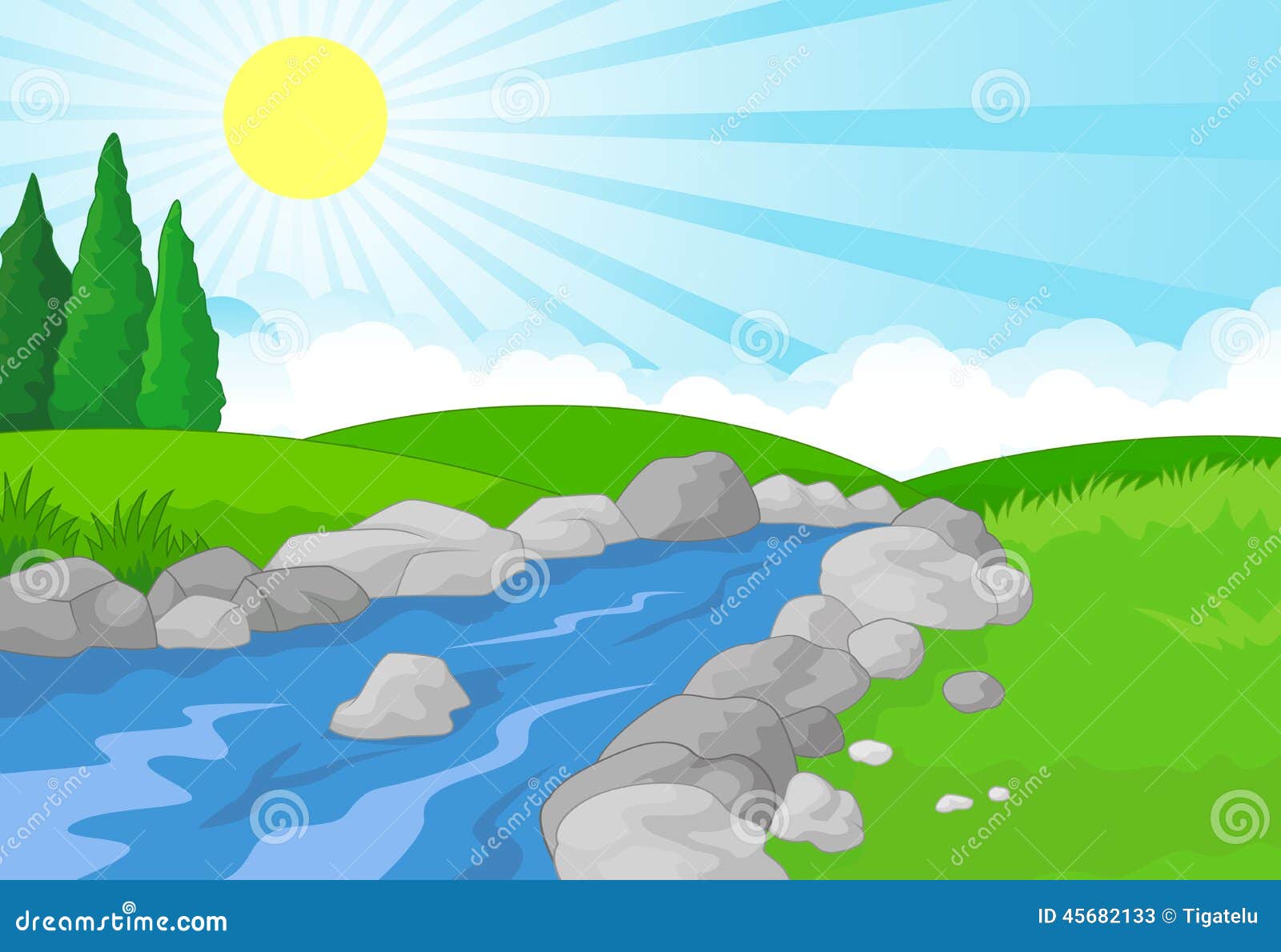 Nature Landscape Background with Green Meadow, Mountain and River Stock ... Nature Landscape Background with Green Meadow, Mountain and River Stock ...