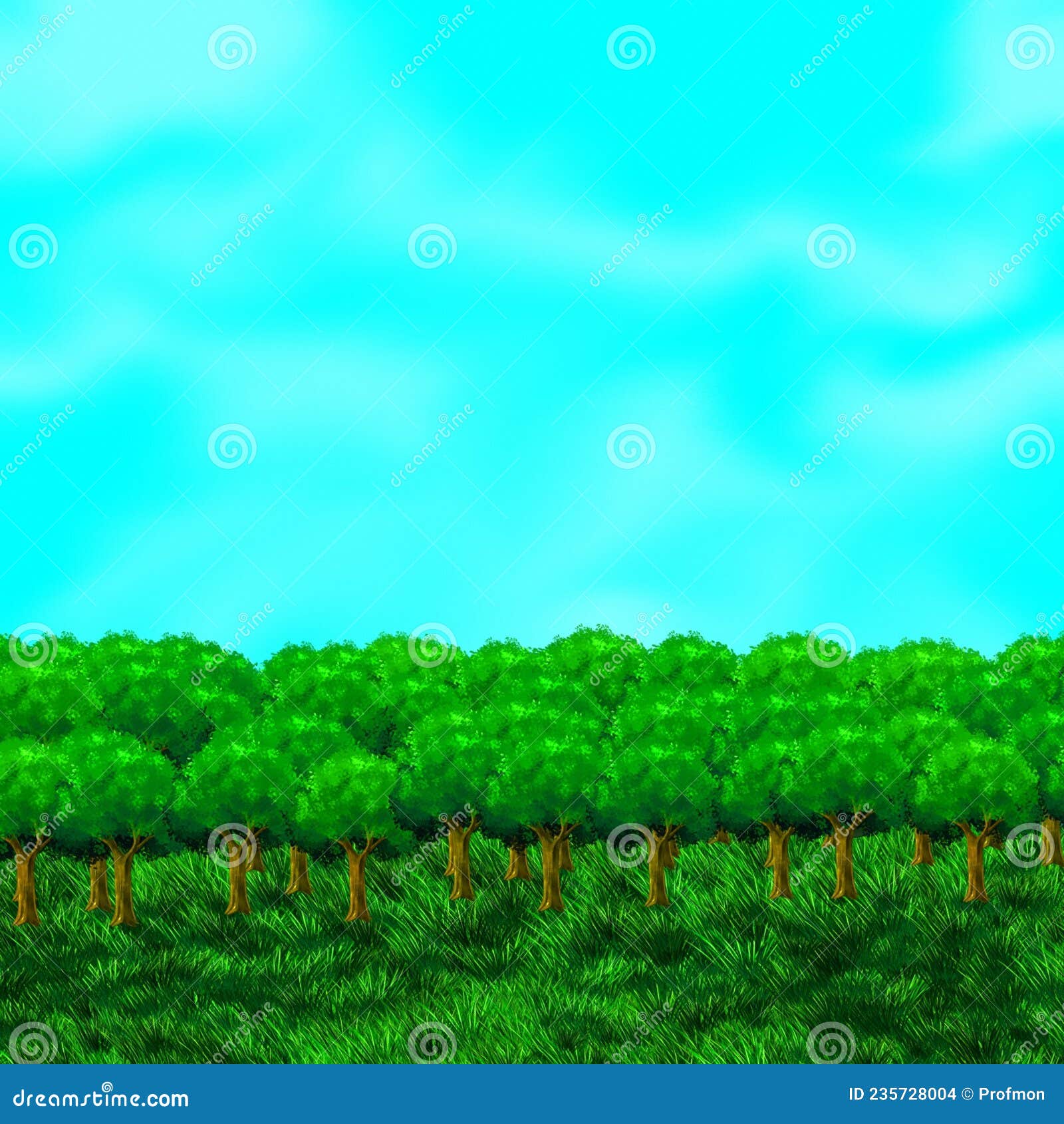 Nature Landscape Forest and Tree Cartoon Illustration Stock ...