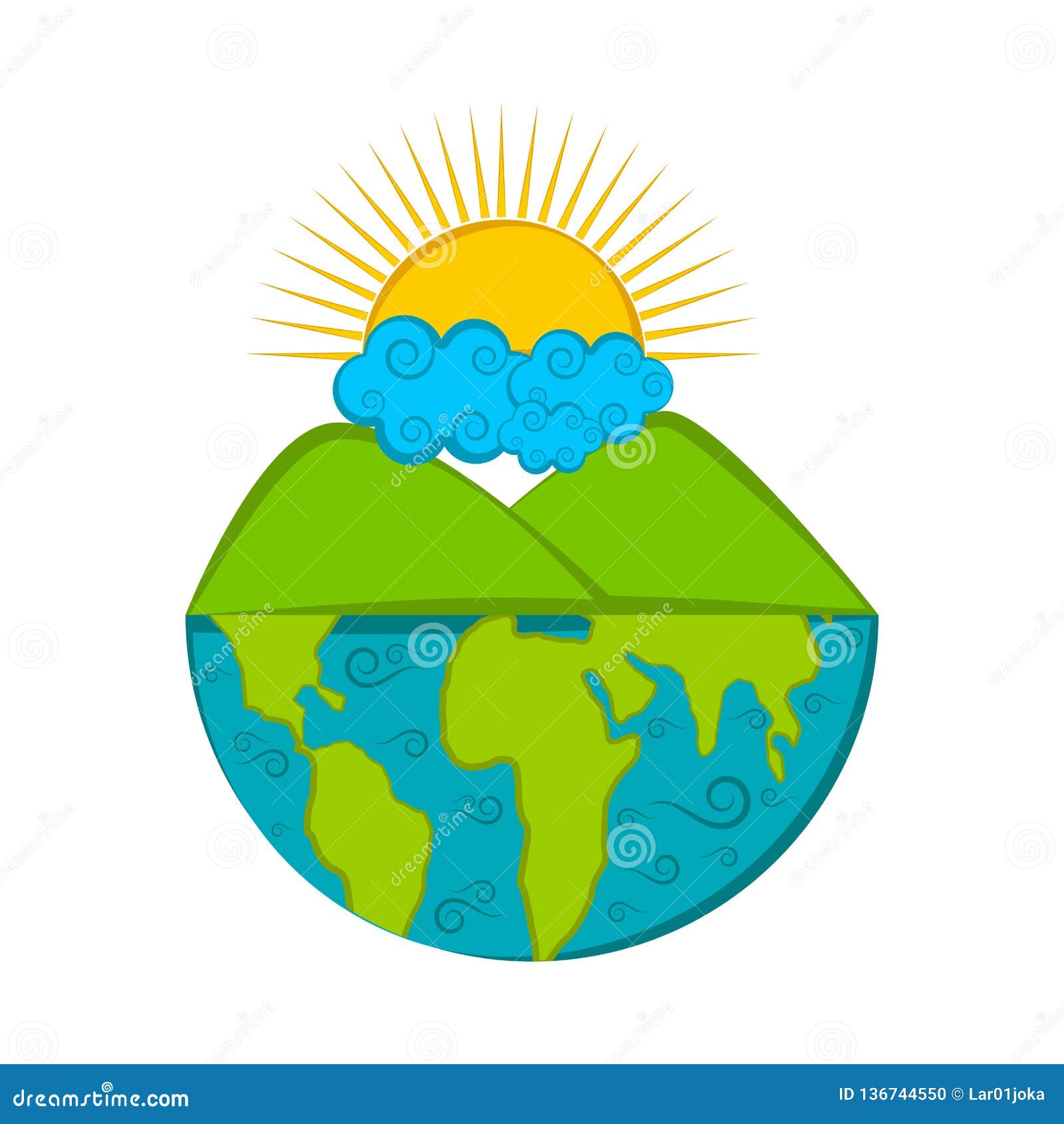 Nature Landscape on a Half Earth Stock Vector - Illustration of earth ...