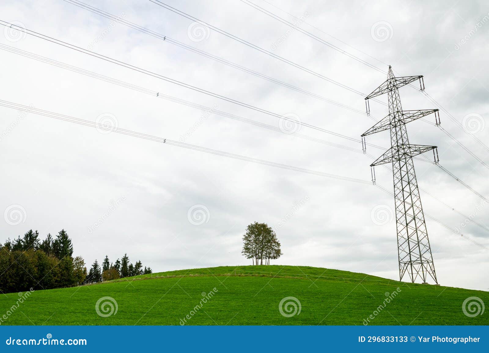 Nature Landscape Hill and Power Line Stock Image - Image of wire, hill ...