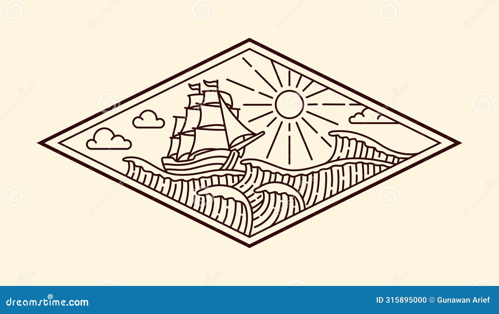 Nature Landscape Line Art Vector Template Stock Vector - Illustration ...