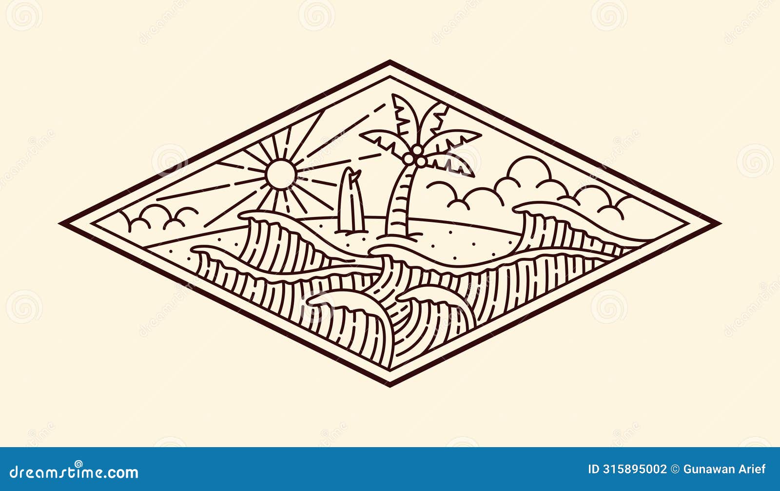 Nature Landscape Line Art Vector Template Stock Vector - Illustration ...