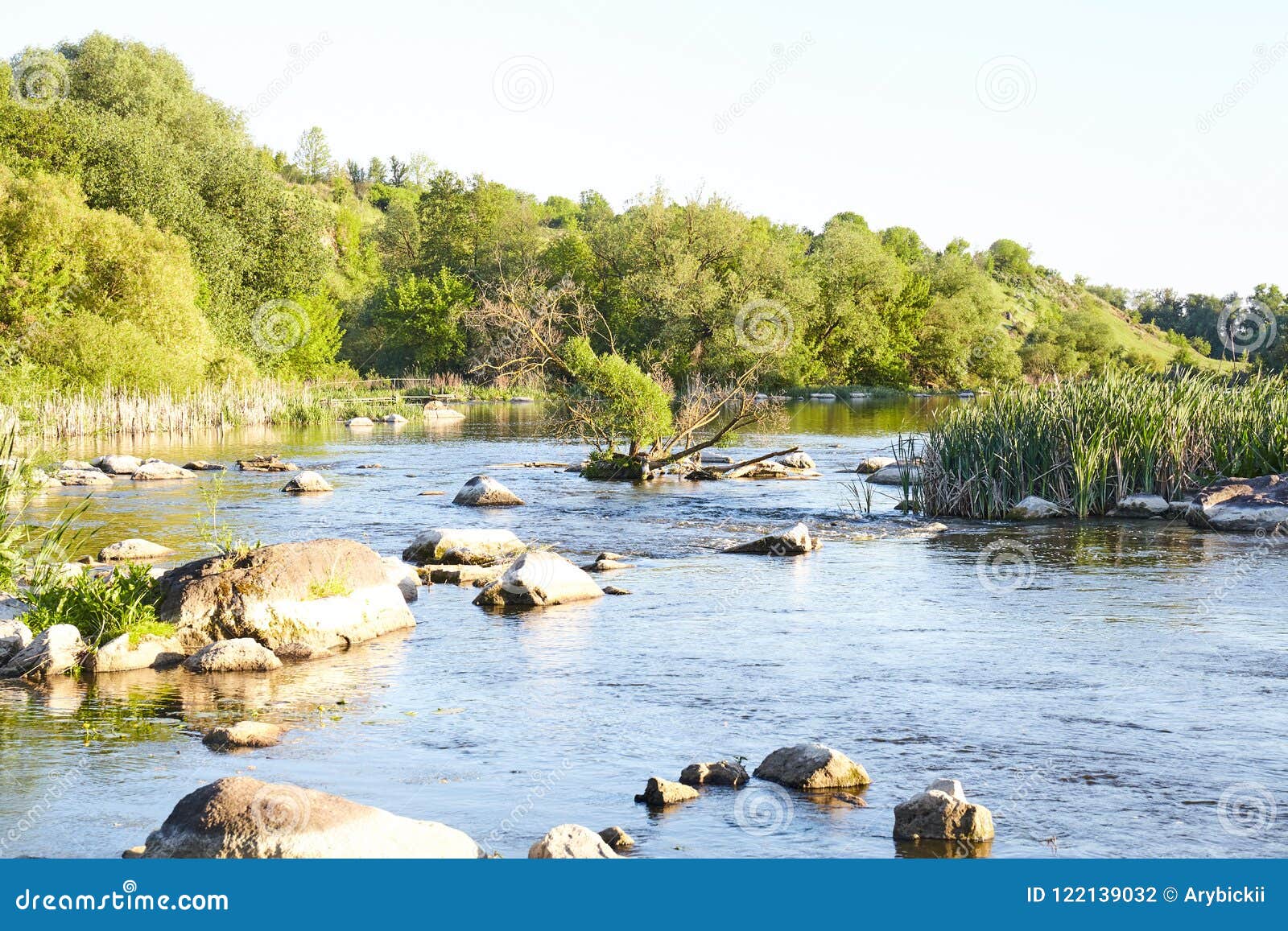 Nature Landscape. Mountain River with Stone Stock Photo - Image of ...