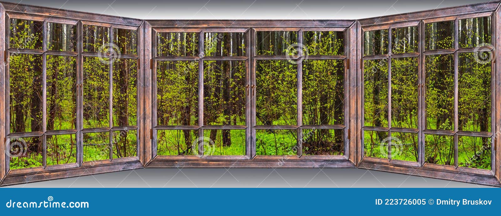 Nature Landscape with View through Window with Curtains Stock Image ...