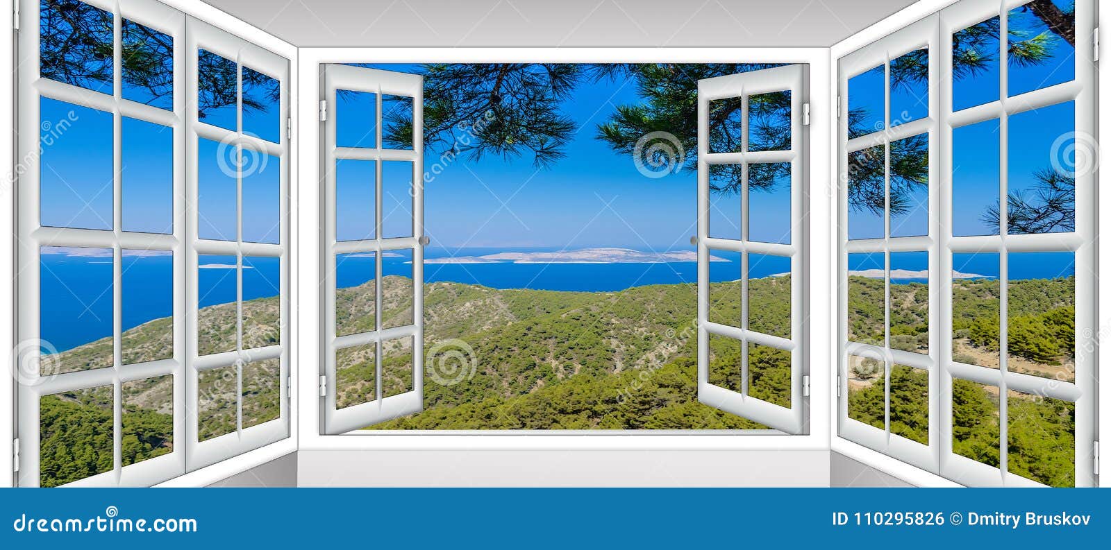 Nature Landscape with a View through a Window Stock Photo - Image of ...