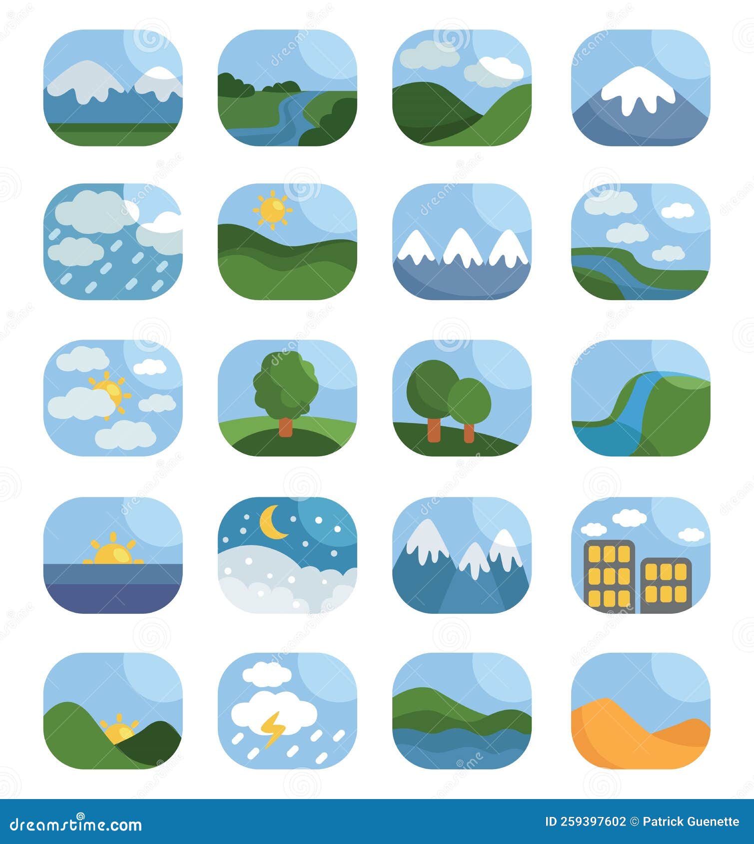 Nature Landscapes, Icon Vector Illustration | CartoonDealer.com #259397602