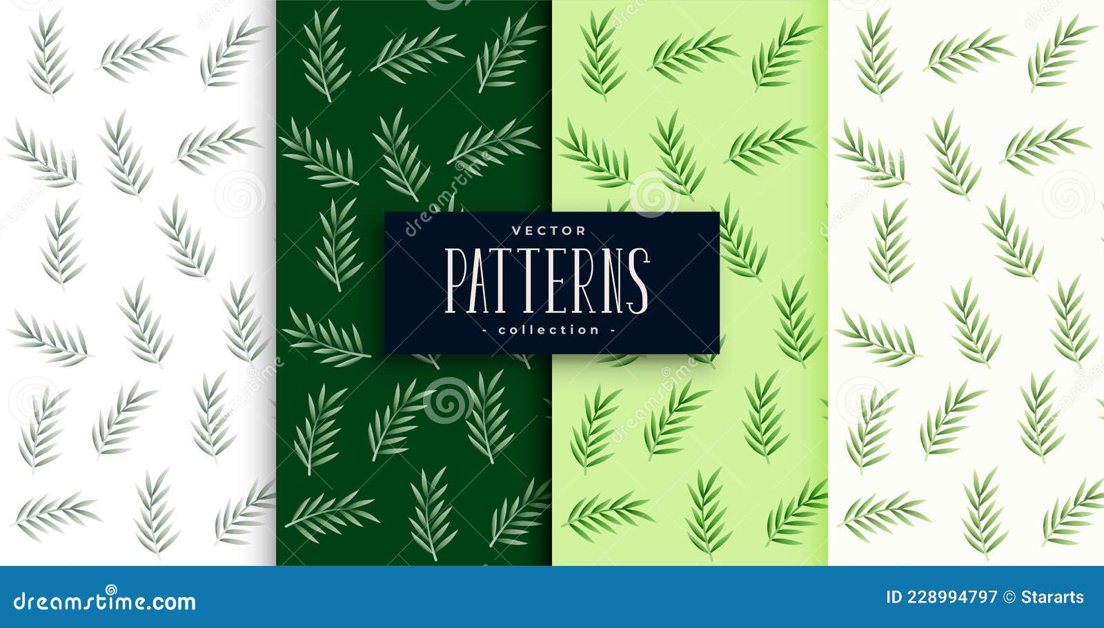 Nature Leaves Pattern Background Set of Four Stock Vector ...