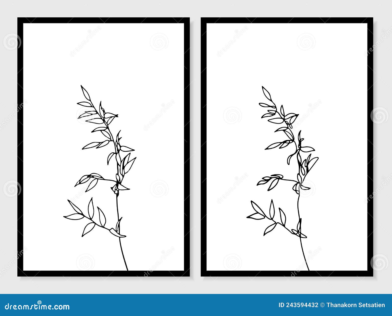 Nature Line Art Hand Drawn. Stock Vector - Illustration of botanical ...