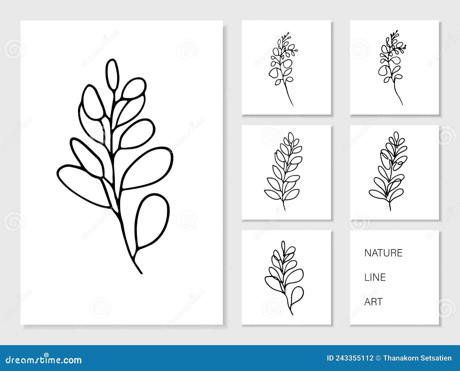 Nature Line Art Hand Drawn. Stock Vector - Illustration of abstract ...