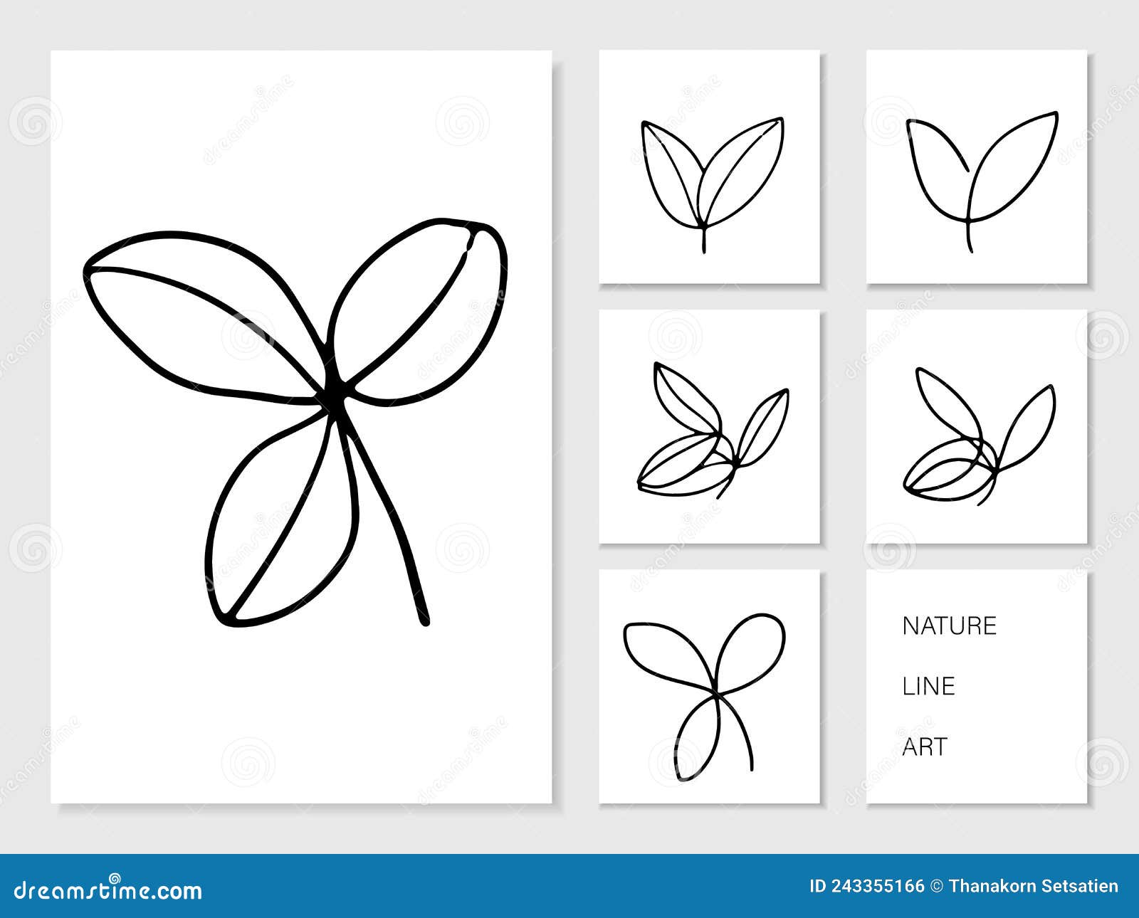 Nature Line Art Hand Drawn. Stock Vector - Illustration of abstract ...