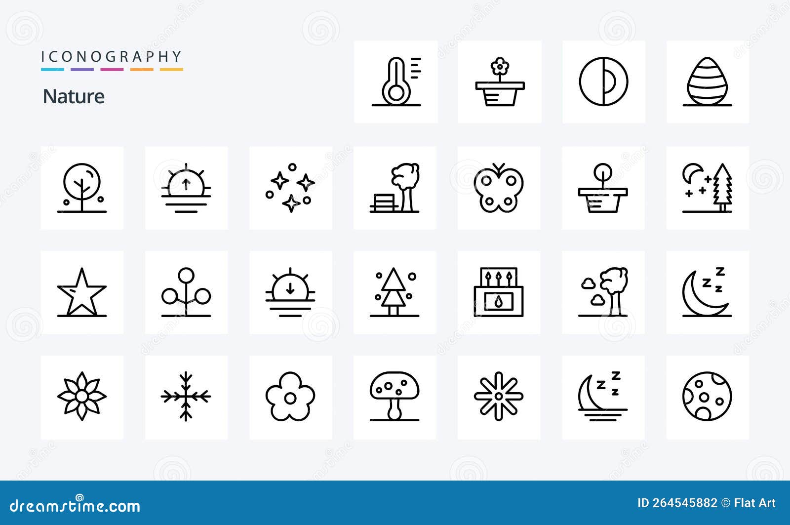 25 Nature Line icon pack stock vector. Illustration of space - 264545882