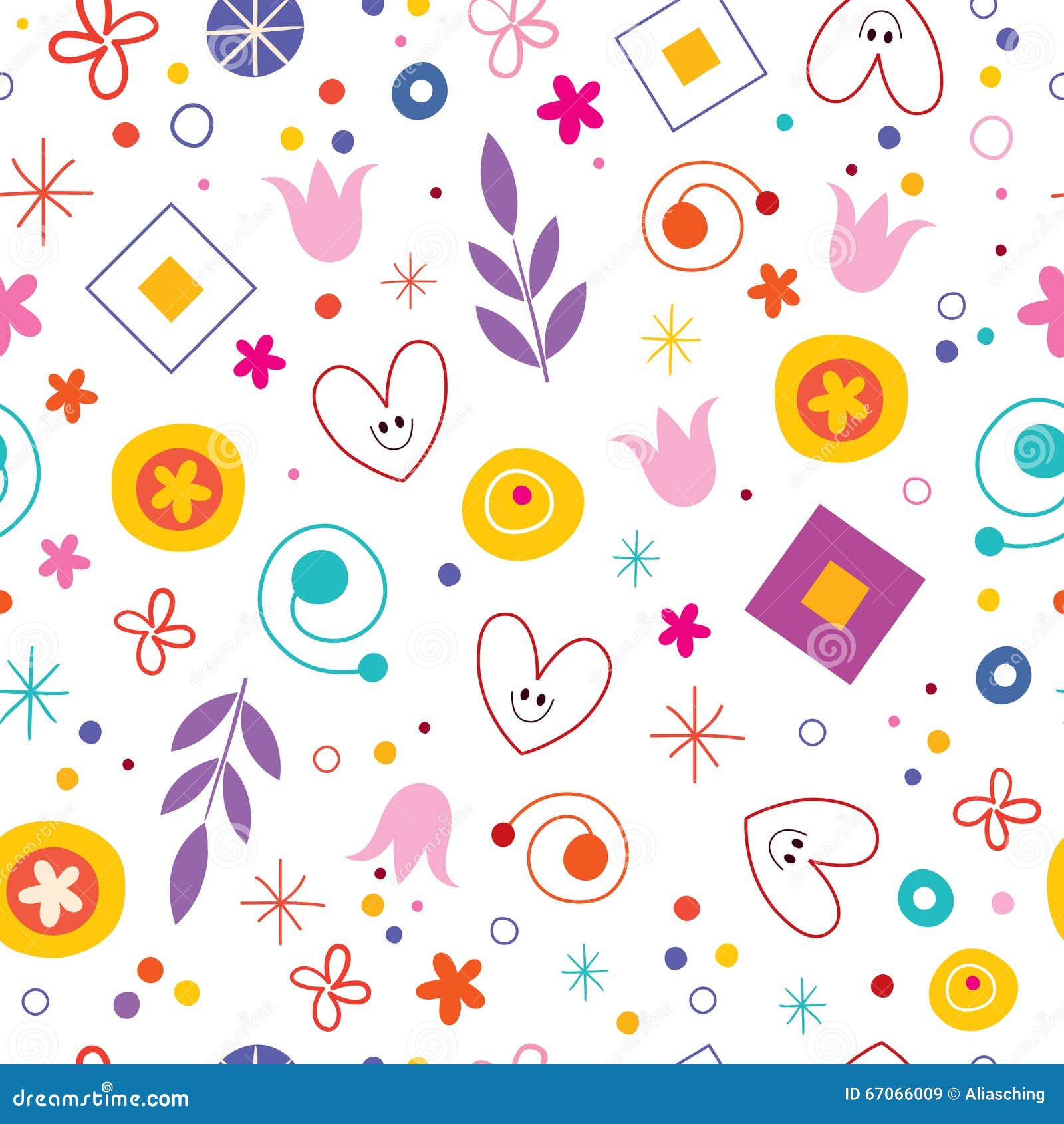 Nature Love Happiness Fun Cartoon Seamless Pattern Stock Vector ...