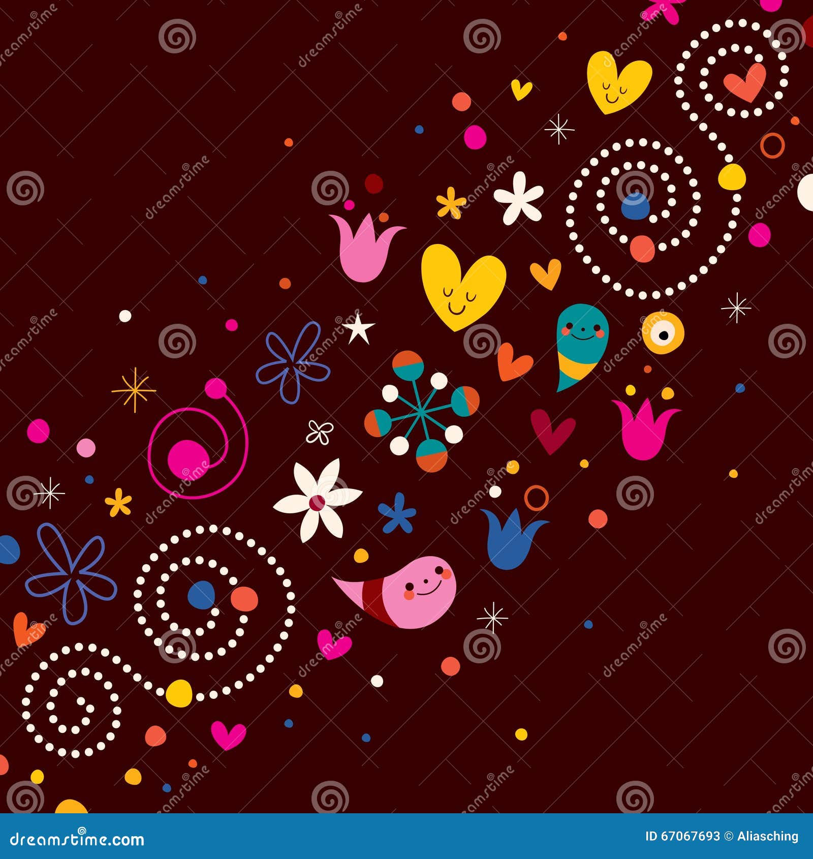 Nature Love Harmony Retro Abstract Art Stock Vector - Illustration of ...