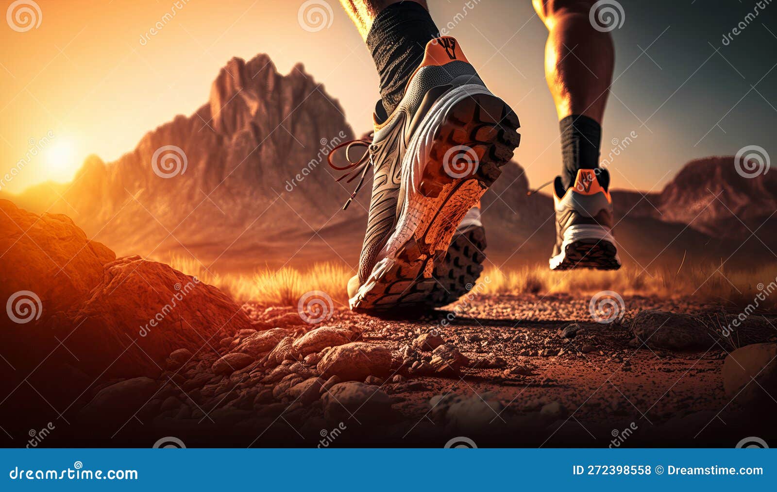 Close Up Shoe and Legs. Nature, Mountains, Sunset Stock Illustration ...