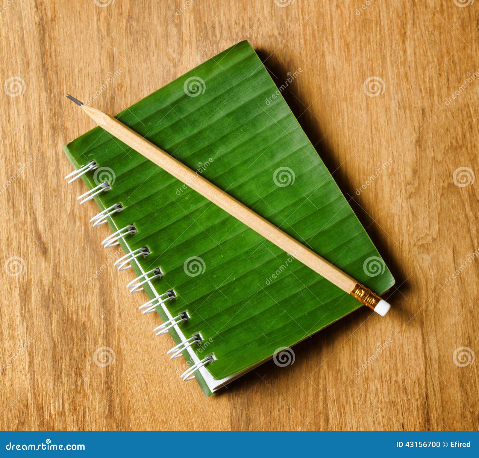 Notepad with Cover of Leaf Lies on Wooden Board Stock Photo - Image of ...