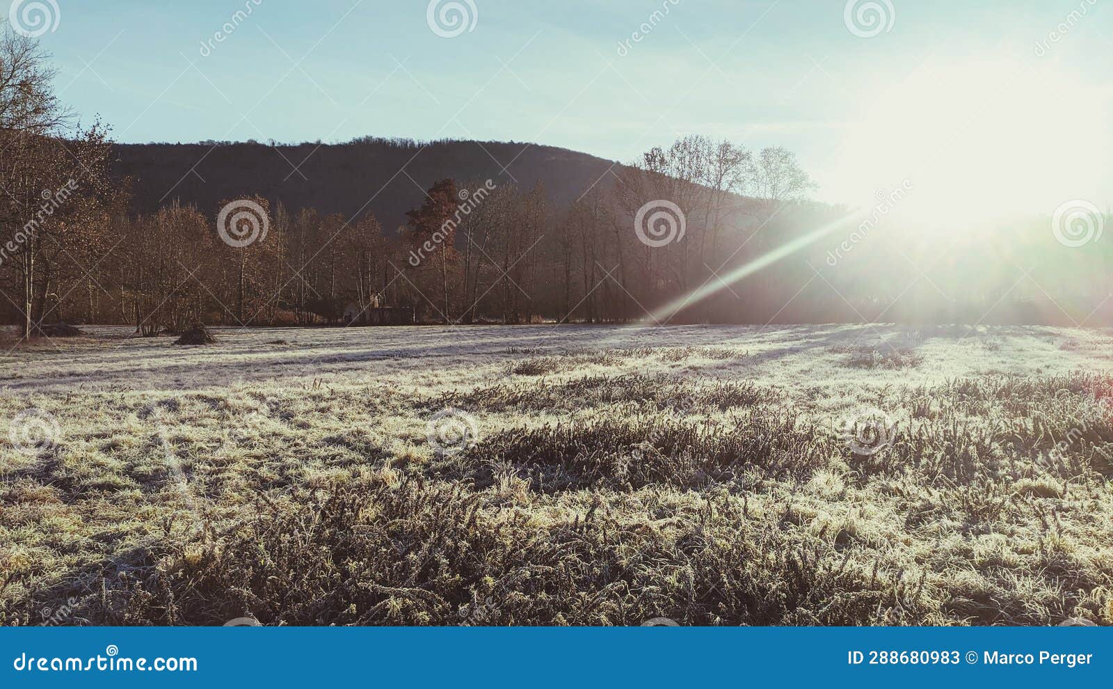Nature Panorama with Frozen Fallow Fields in Winter Stock Image - Image ...
