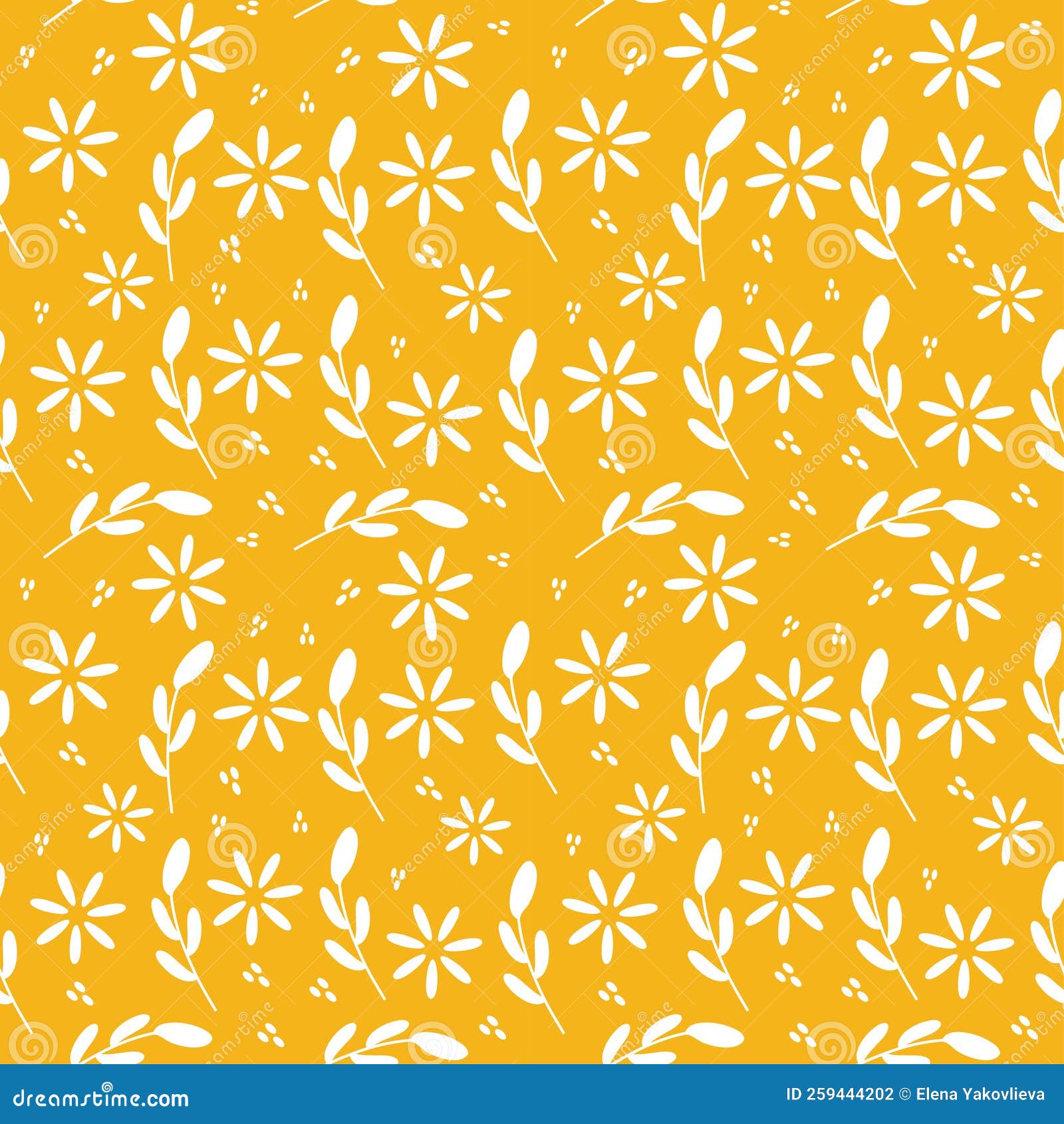 Nature Pattern, Flower on Yellow Background. Vector Stock Vector ...