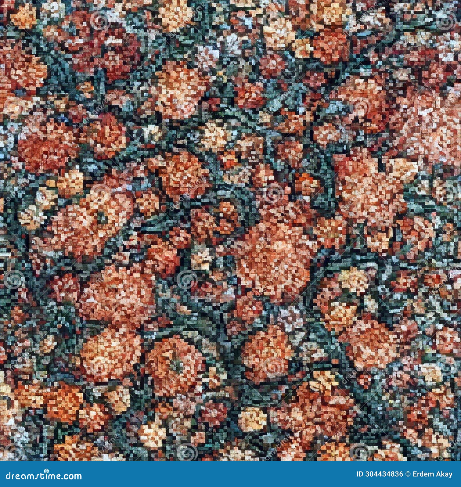 Nature Pattern of Small Flowers Pixel Art Style. Stock Illustration ...