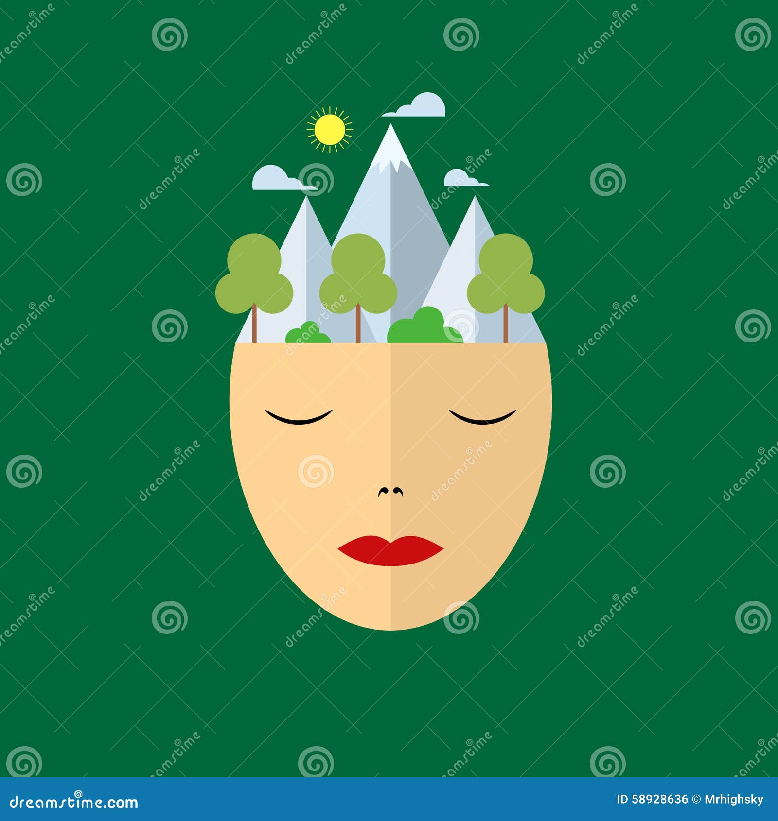 Nature peace of mind stock vector. Illustration of portrait - 58928636