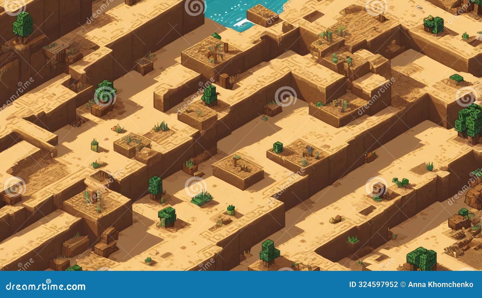 Nature Pixel Landscape Video Game User Interface in Minecraft Style, 8 ...