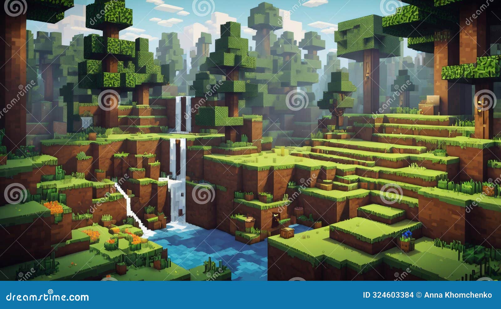 Pixel Art Landscape With Mountains And Lake In The Night Stock ...