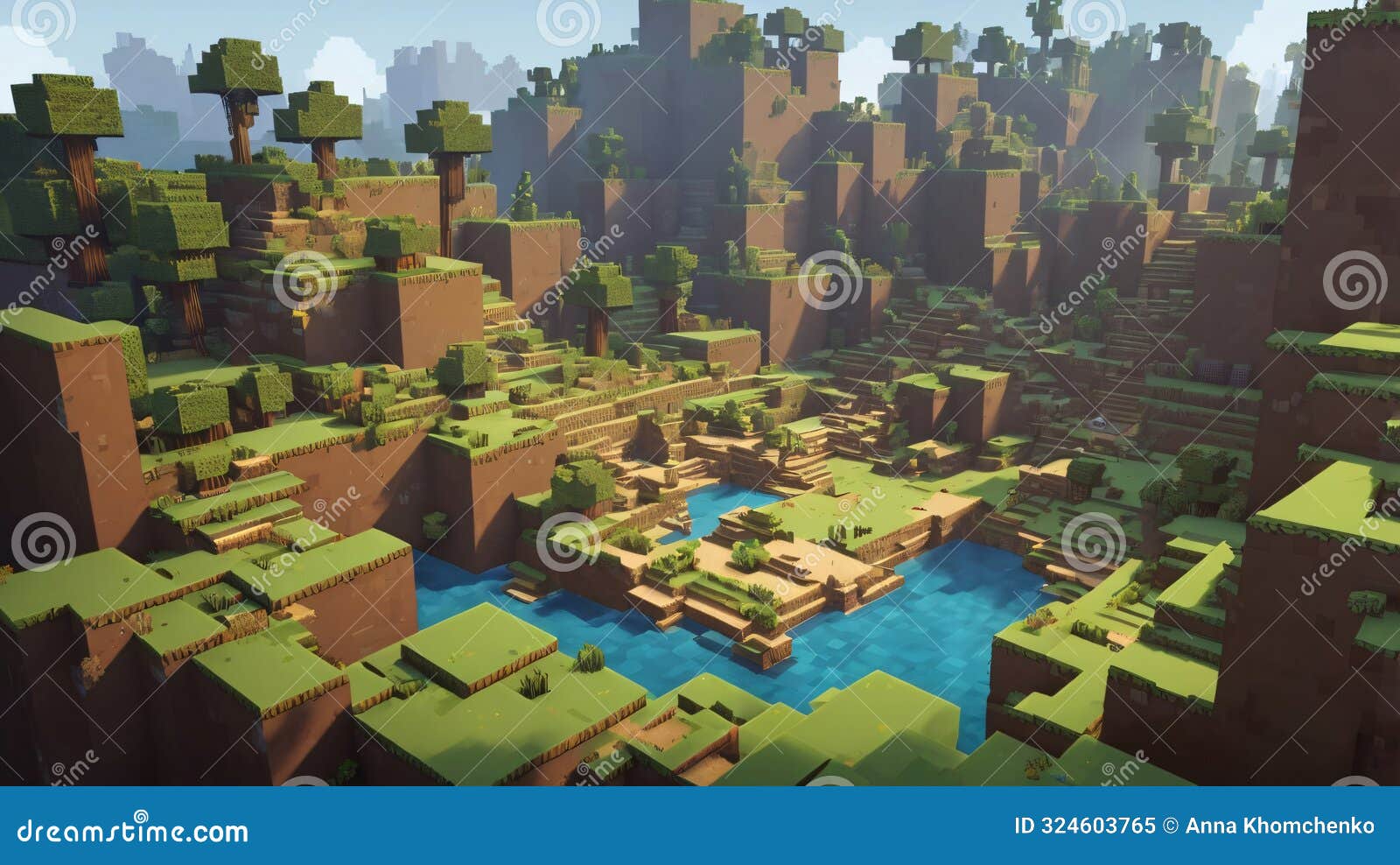 Pixel Art Landscape With Mountains And Lake In The Night Stock ...