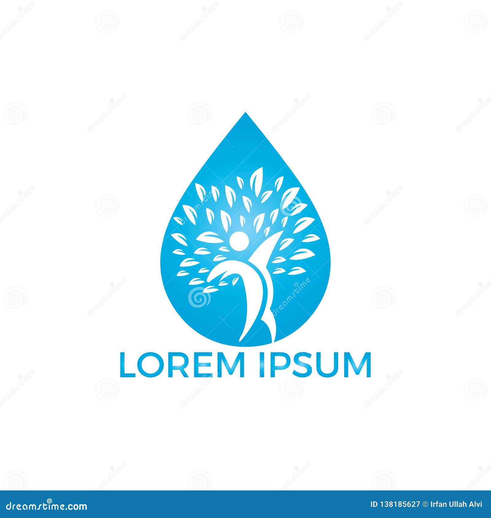 Water Drop with Human Tree Icon Vector Logo Design. Stock Illustration ...