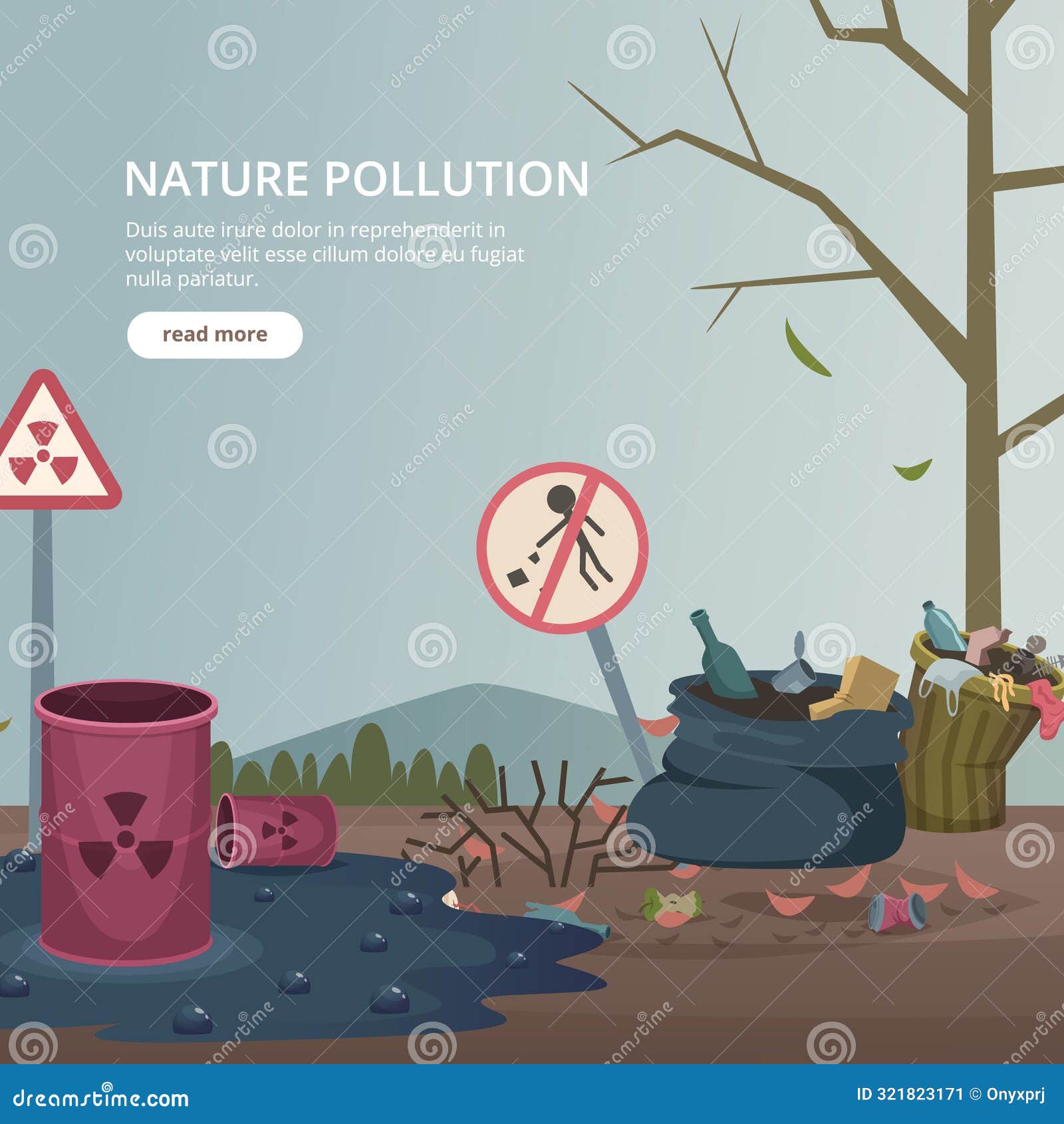 Nature Pollution Bad Environment with Trash and Toxic Garbage Stock ...
