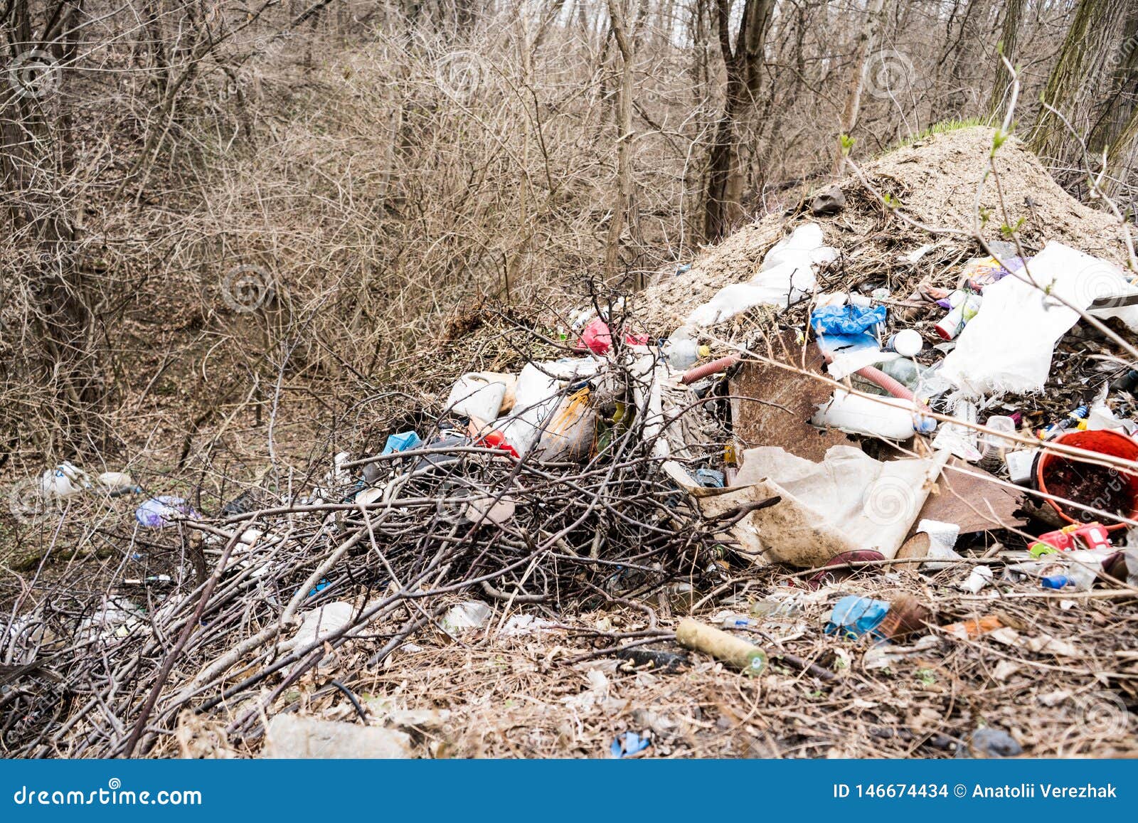 Nature Pollution , People Throws the Garbage in the Forest Stock Photo ...