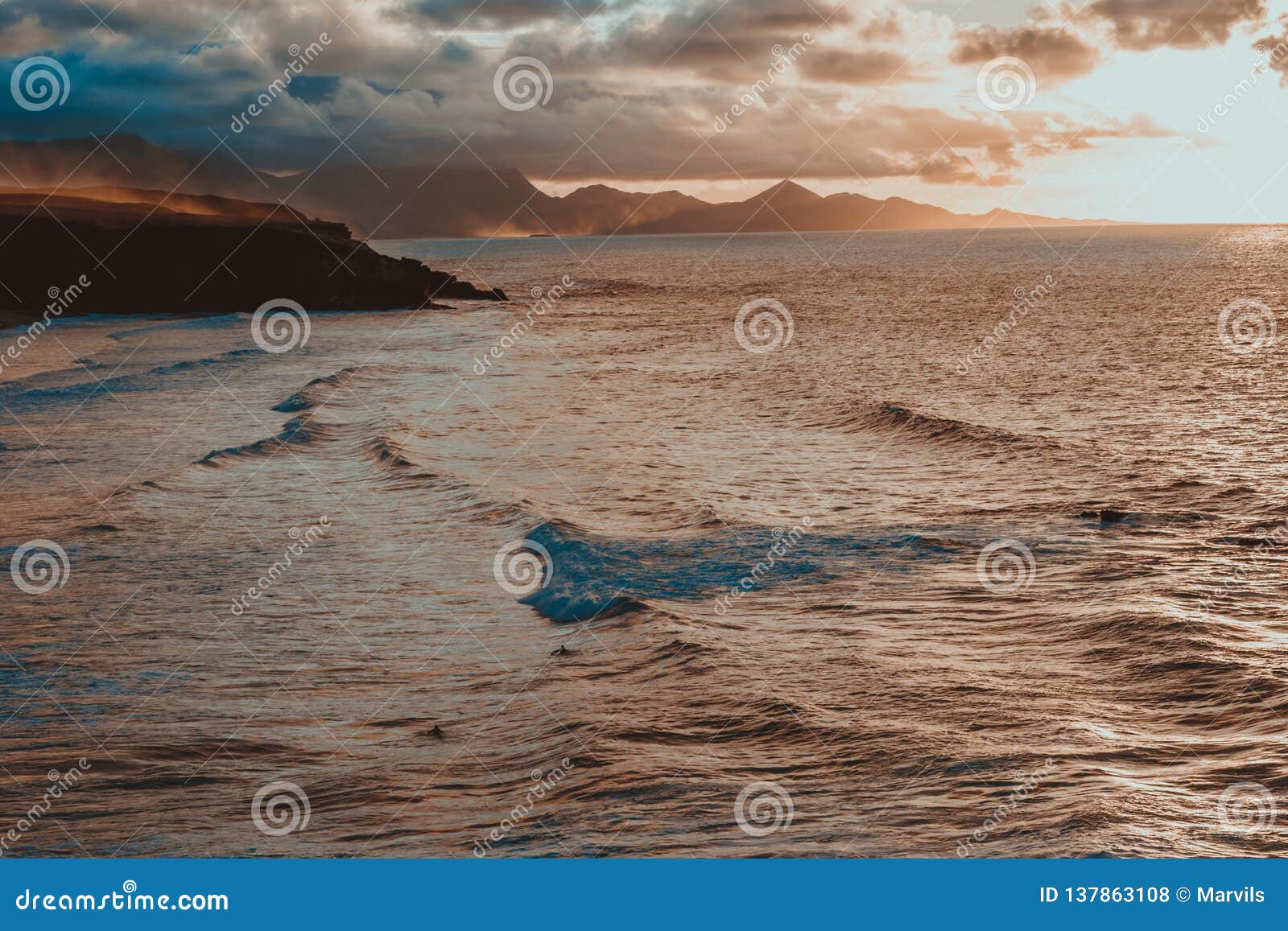 Nature Poster. Ocean View. Sunset on the Beach Stock Photo - Image of ...