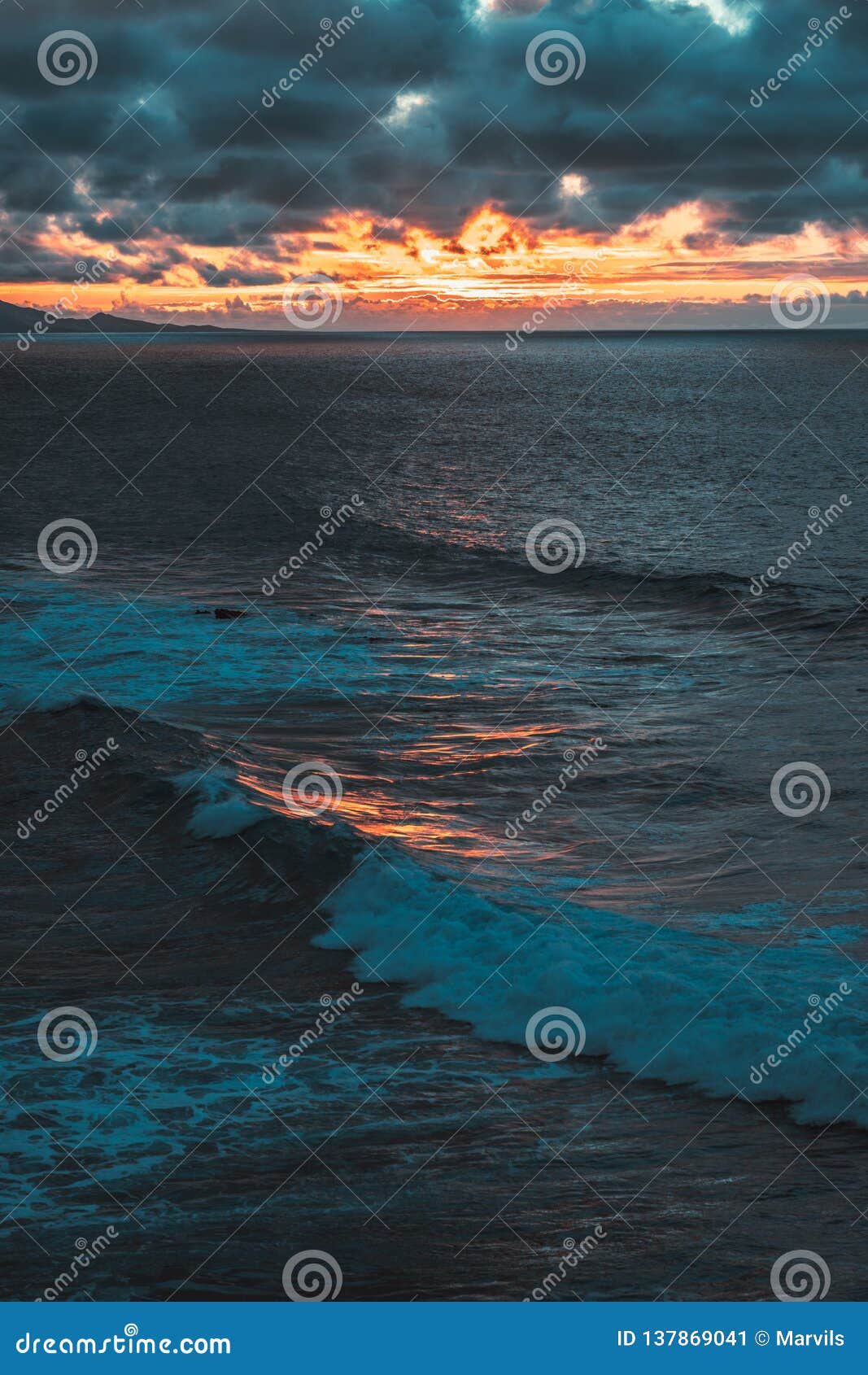 Nature Poster. Ocean View. Sunset on the Beach Stock Image - Image of ...