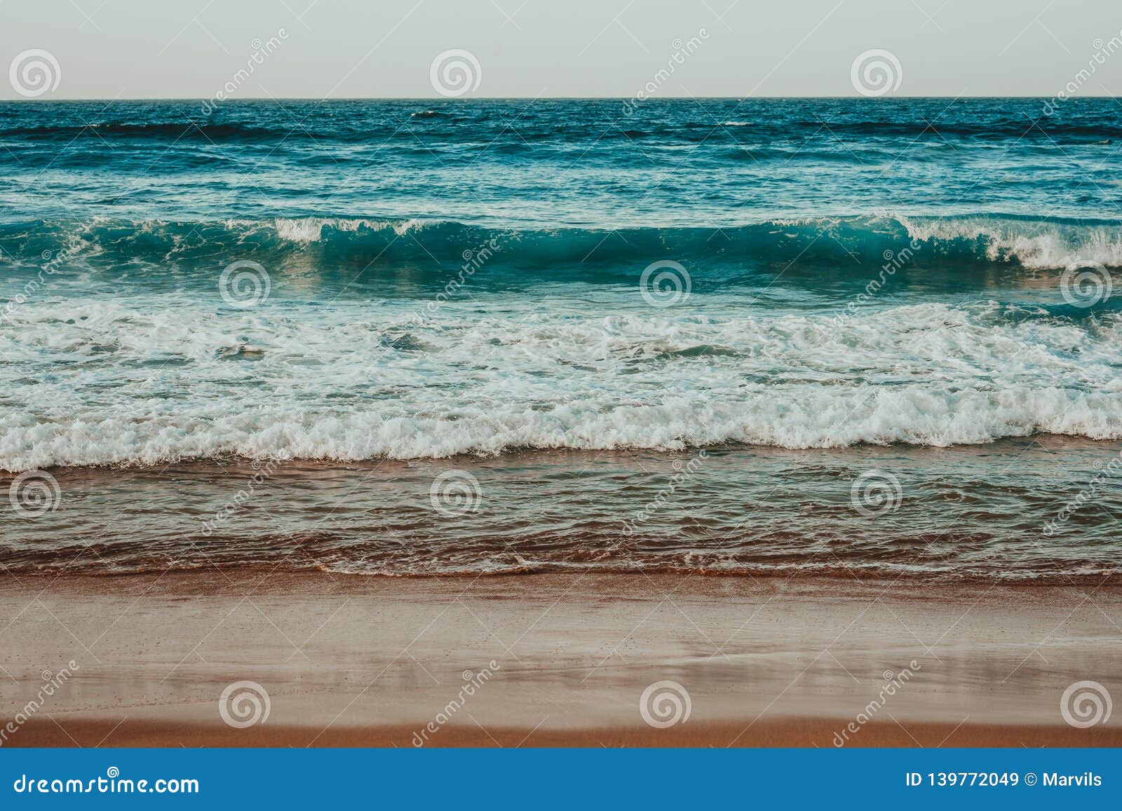 Nature Poster. Sand Beach and Ocean Stock Image - Image of reflex ...