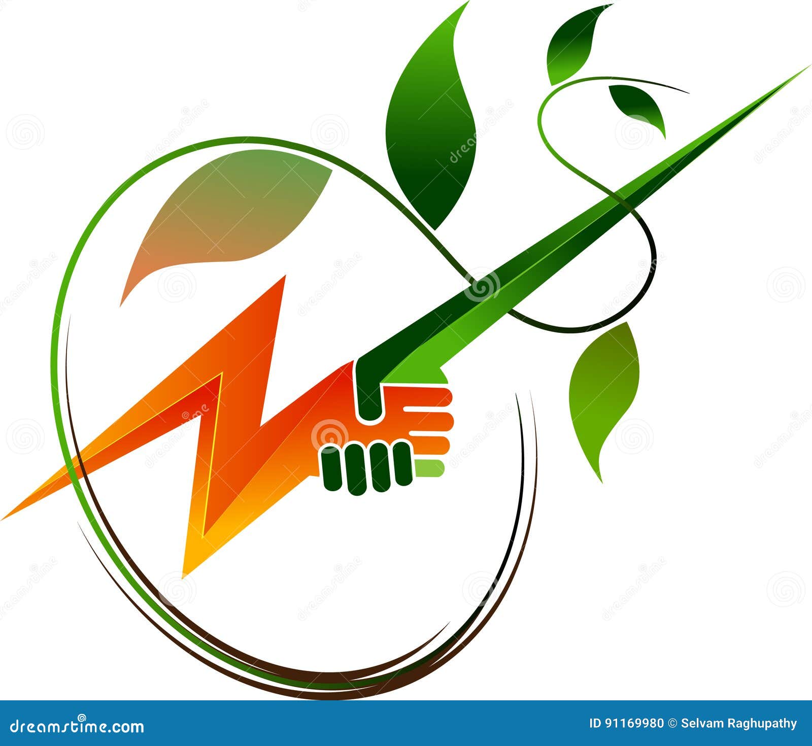 Nature power stock vector. Illustration of flash, green - 91169980