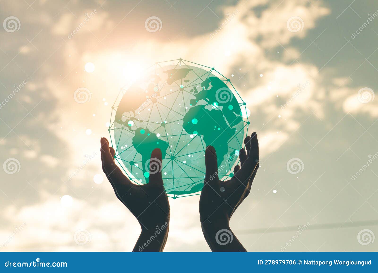 Nature Power Solar Power Renewable. Concept Saving Energy in Nature ...