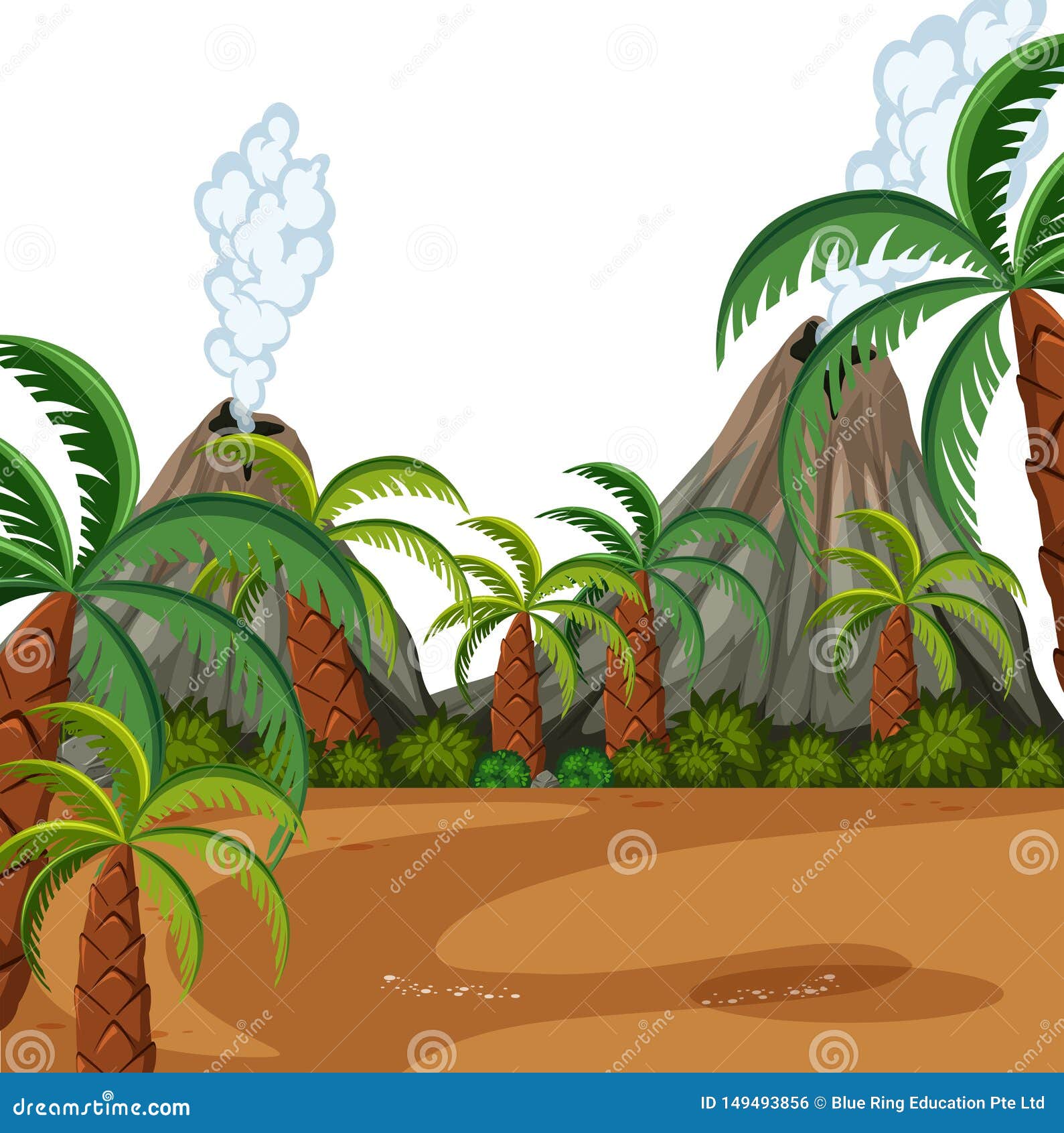 Prehistoric Scene With Stegosaurus Cartoon Vector Illustration ...