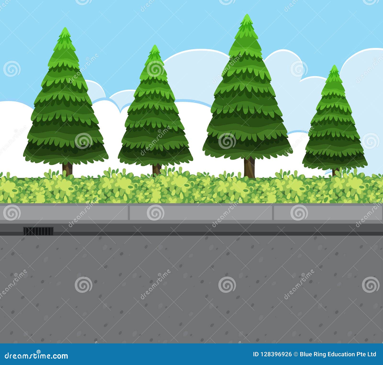 Nature Roadside View Landscape Stock Vector - Illustration of road ...