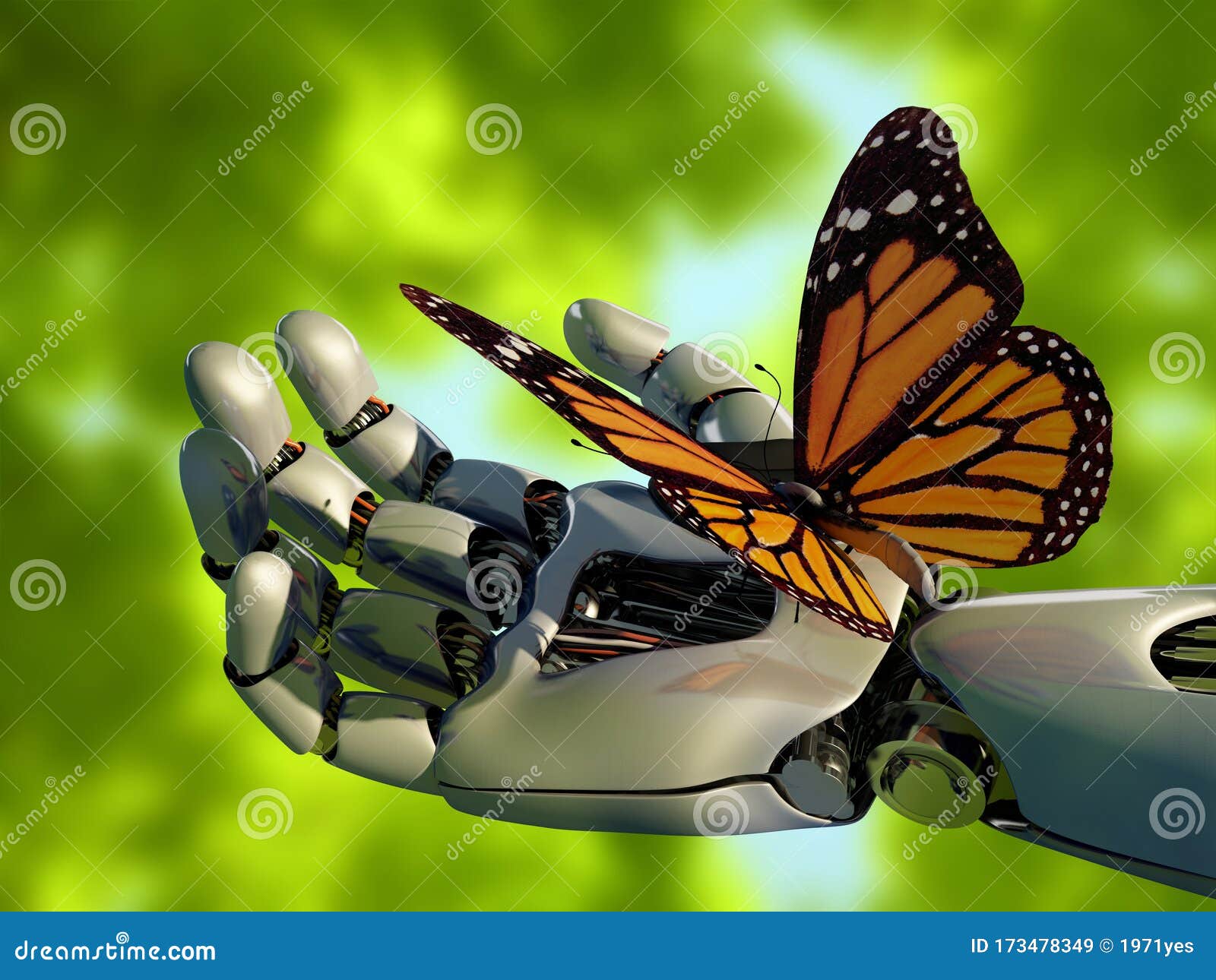 Nature and robot stock illustration. Illustration of future - 173478349