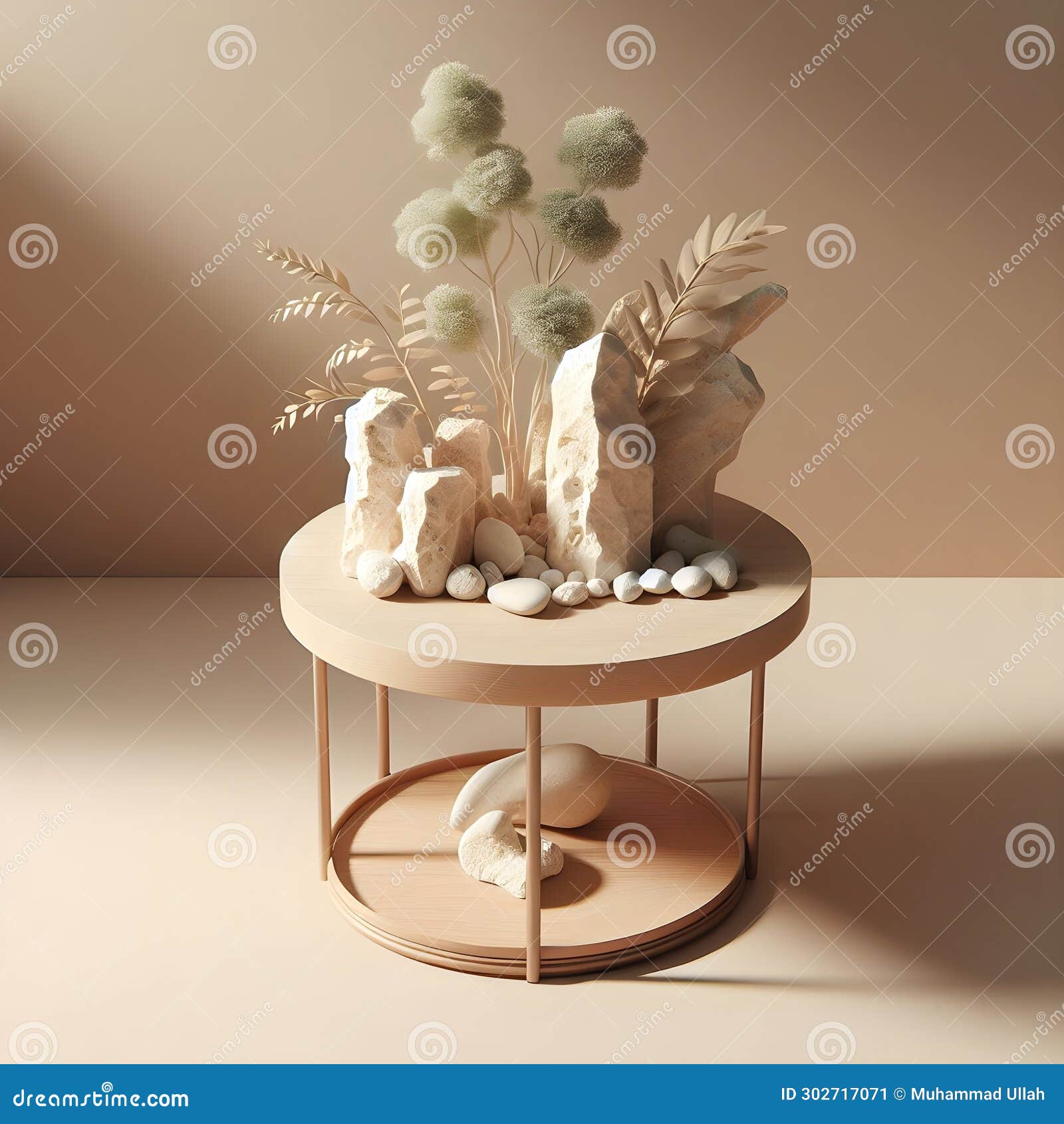 Nature S Balance: Table with Rocks and Plant Stock Illustration ...
