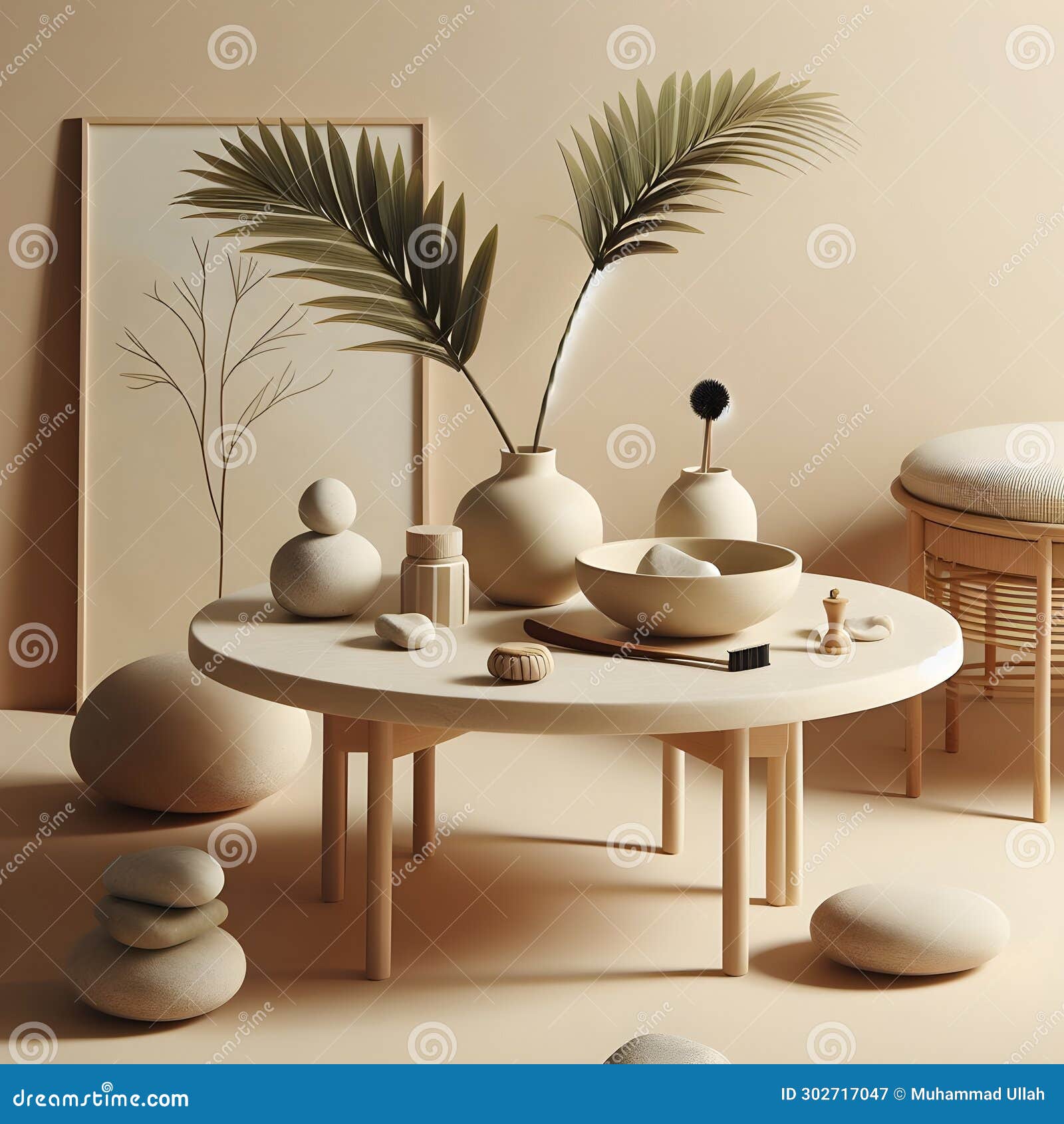 Nature S Balance: Table with Rocks and Plant Stock Illustration ...
