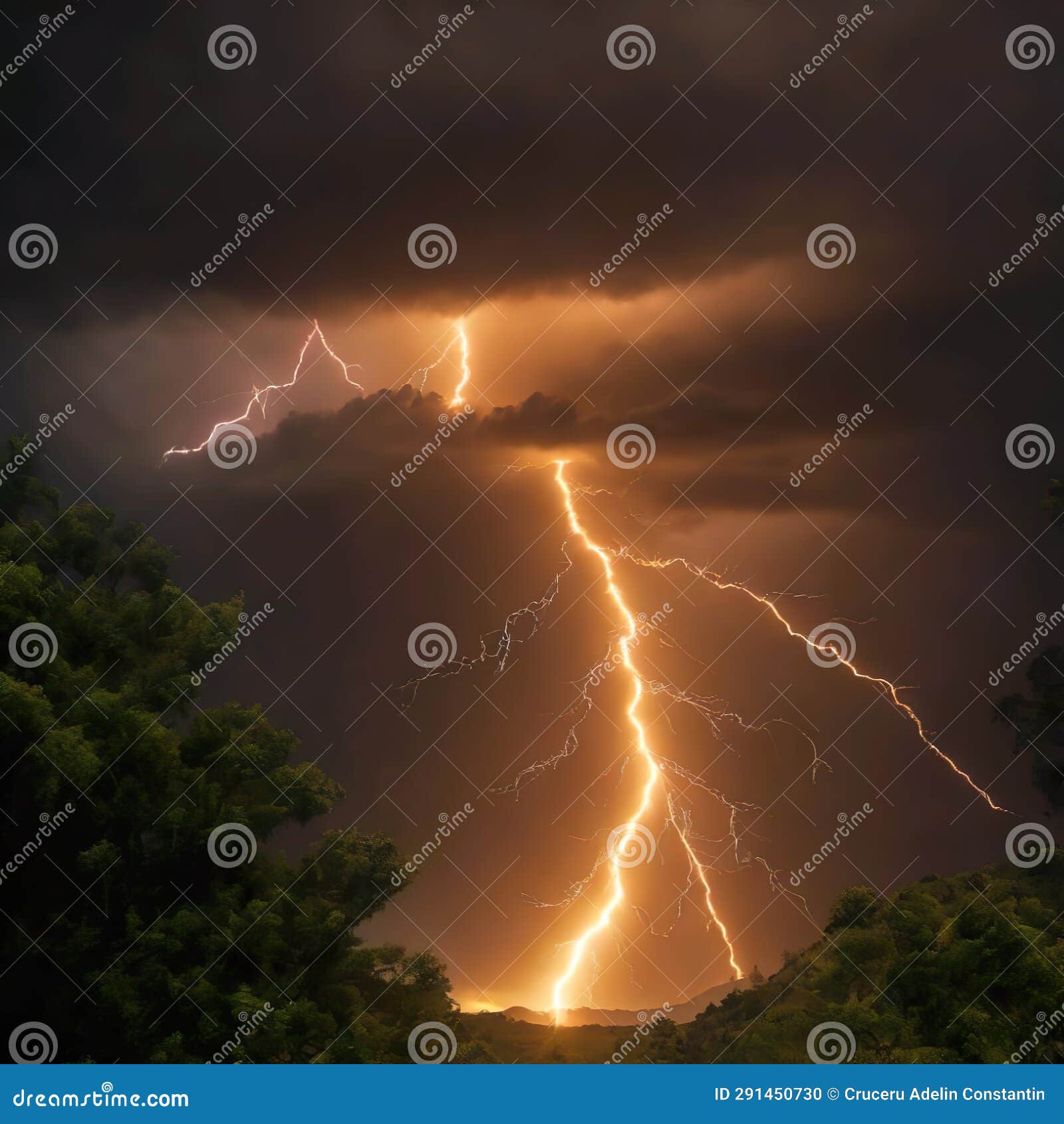 Nature& X27;s Fury: Lightning Strikes Earth Stock Photo - Image of ...
