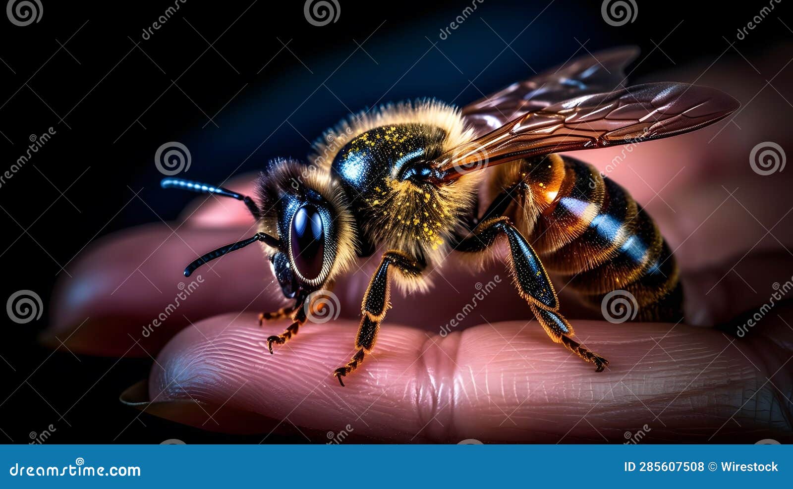 Nature S Touch: a Bee Alighting on a Human Hand Stock Photo - Image of ...