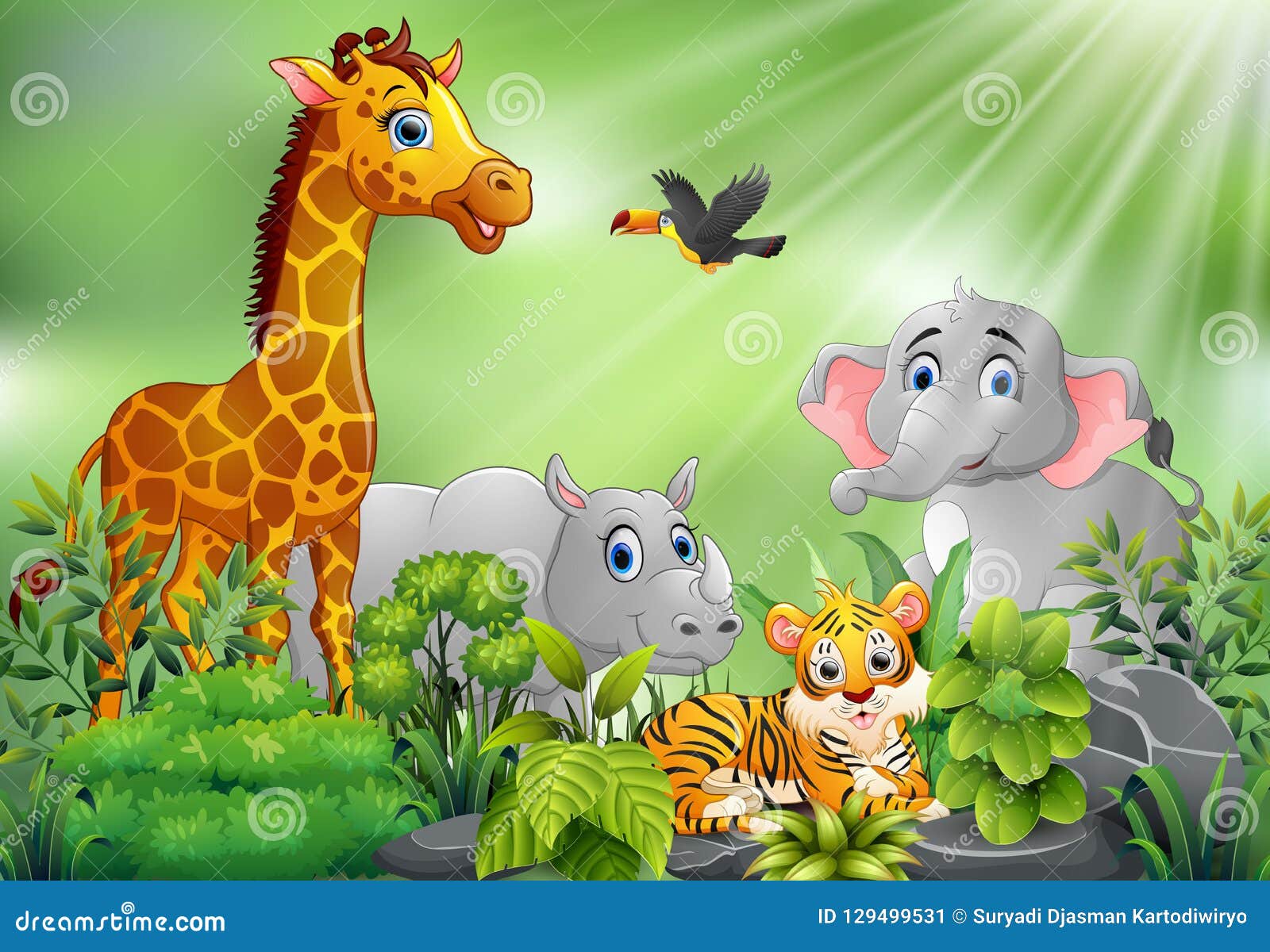 Nature Scene with Animals Cartoon Stock Vector - Illustration of enjoy ...