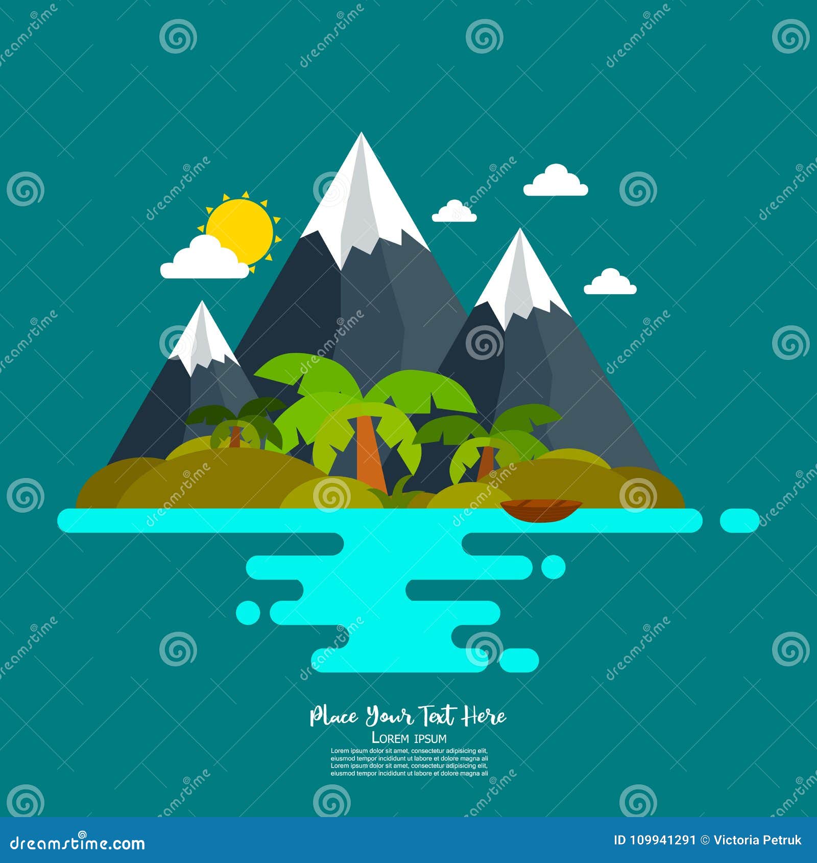 Nature Scene. Flat Design Vector Stock Vector - Illustration of forest ...