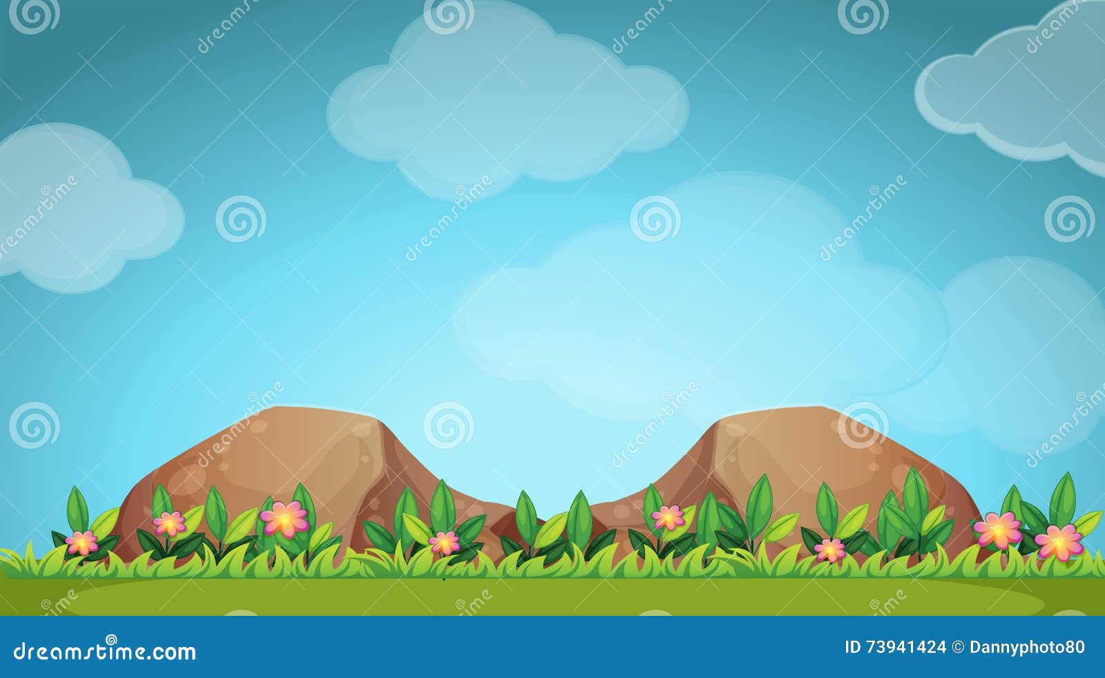 Nature Scene with Flower and Field Stock Vector - Illustration of park ...