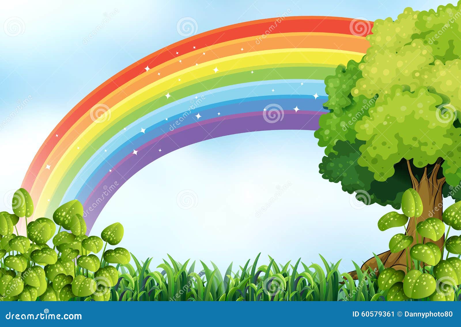 Nature scene with rainbow stock vector. Illustration of outside - 60579361