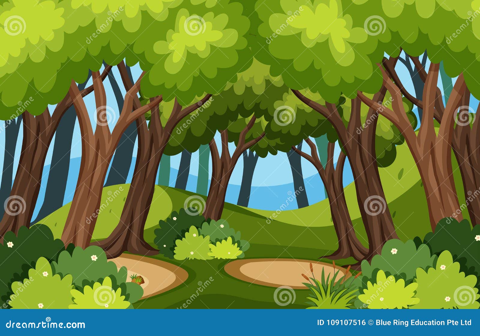 Nature Scene with Trees in Forest Stock Vector - Illustration of forest ...