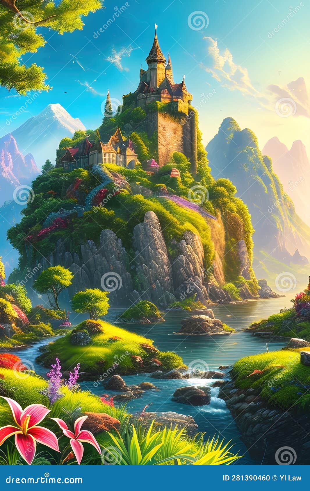 A Nature Scene with Various Assets and Element Stock Illustration ...