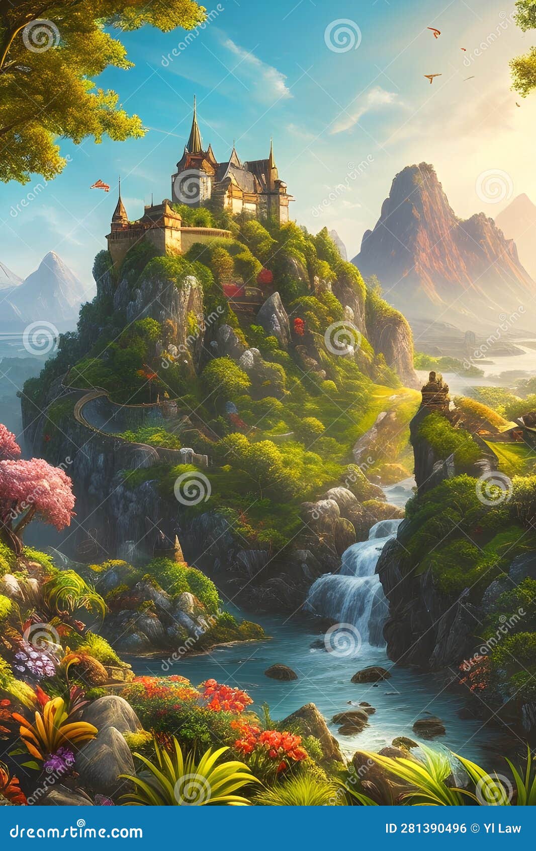A Nature Scene with Various Assets and Element Stock Illustration ...