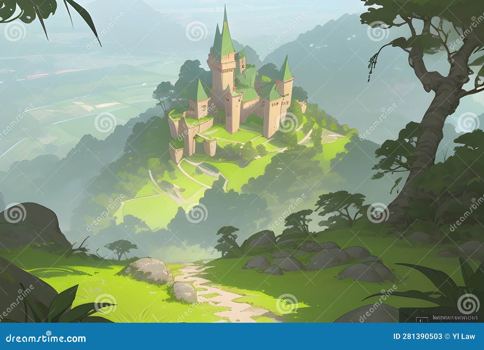 A Nature Scene with Various Assets and Element Stock Illustration ...