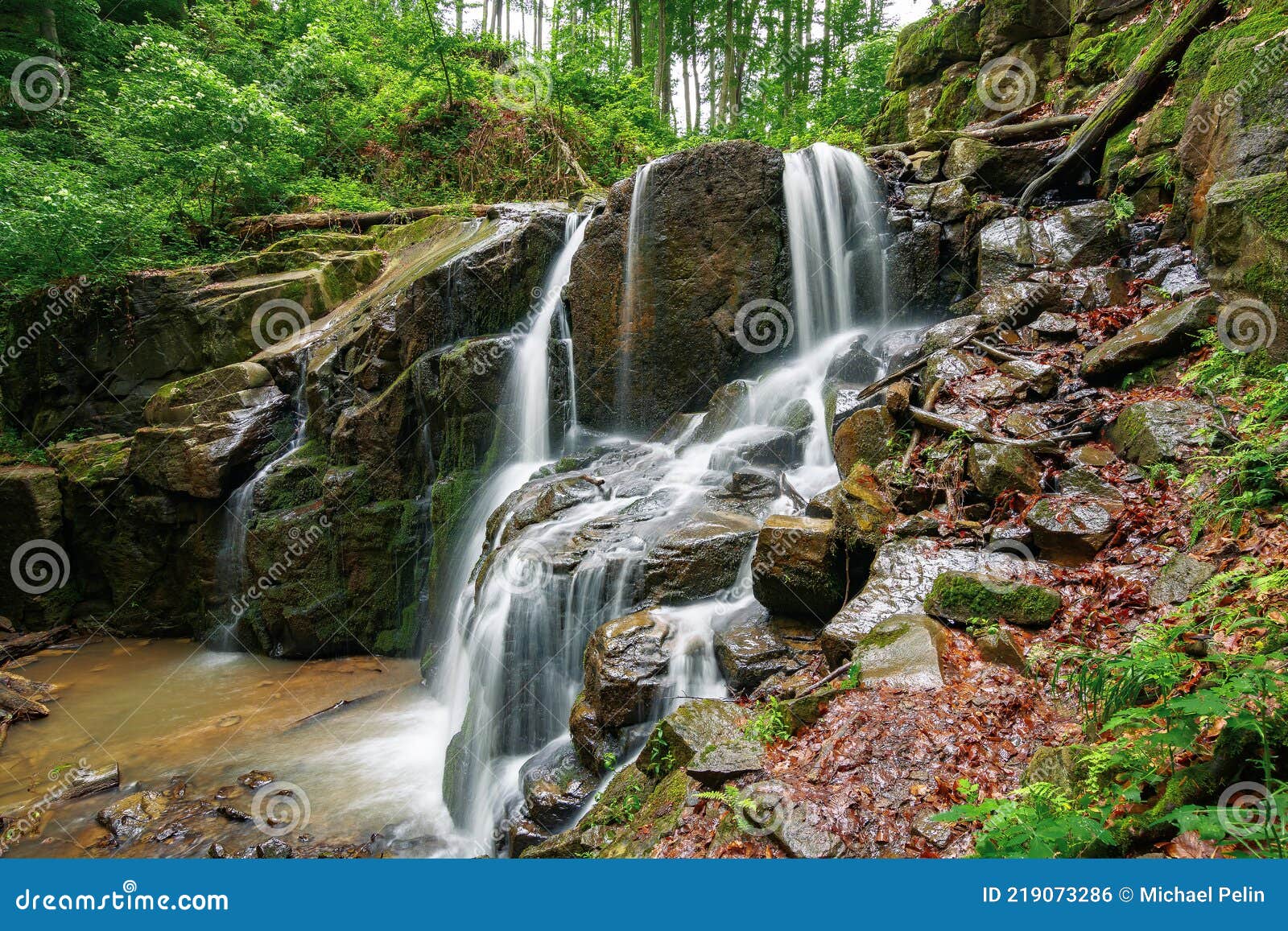 Nature Scenery with Waterfall in Spring Stock Photo - Image of rock ...
